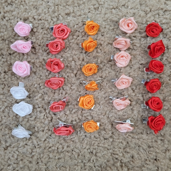 Accessories | 6 Pieces Mini Rose Rolled Flower Tiny Hair Clip ...